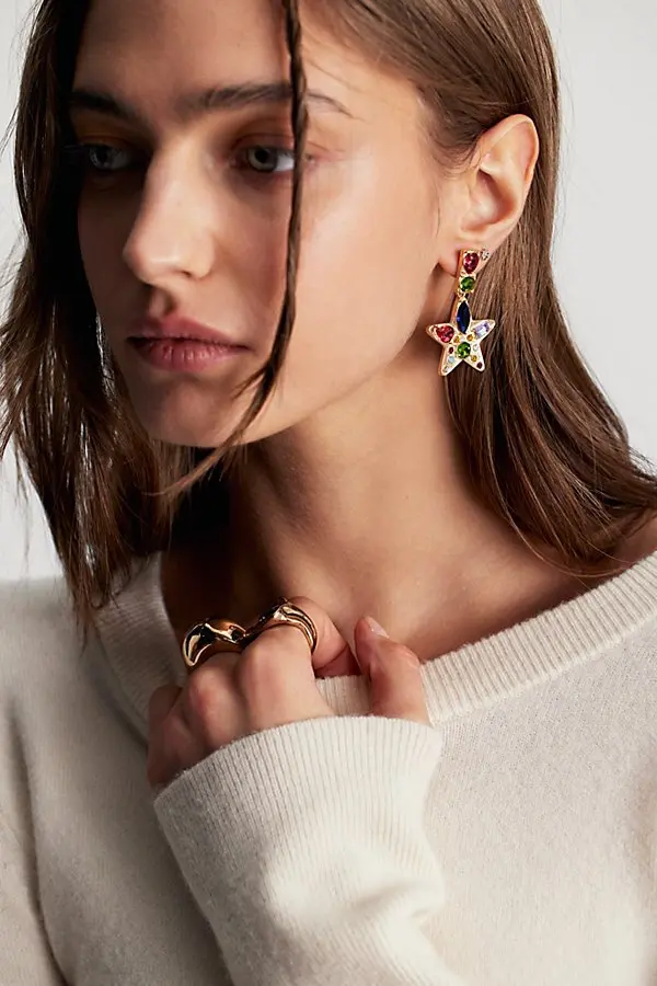 Free People Nancy Ann Gemstone Earrings - Gold
