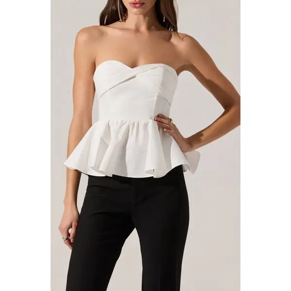 Astr The Label Melia Strapless Peplum Top - White