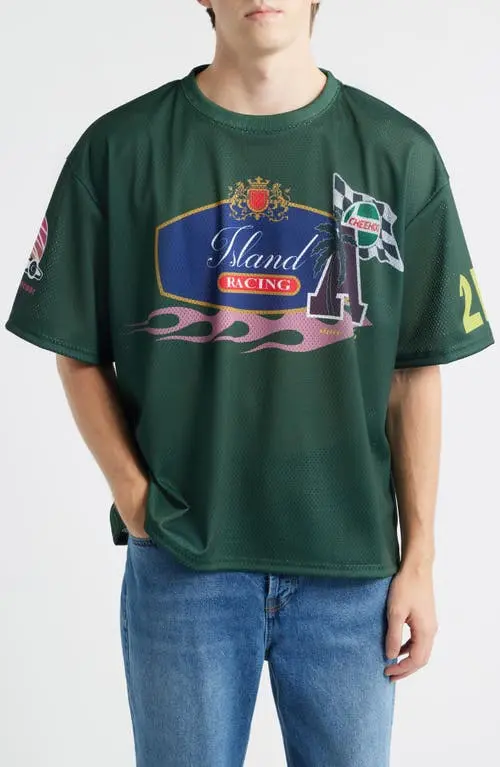 ISLAND AVENUE Island Racing Mesh Graphic T-shirt - Green