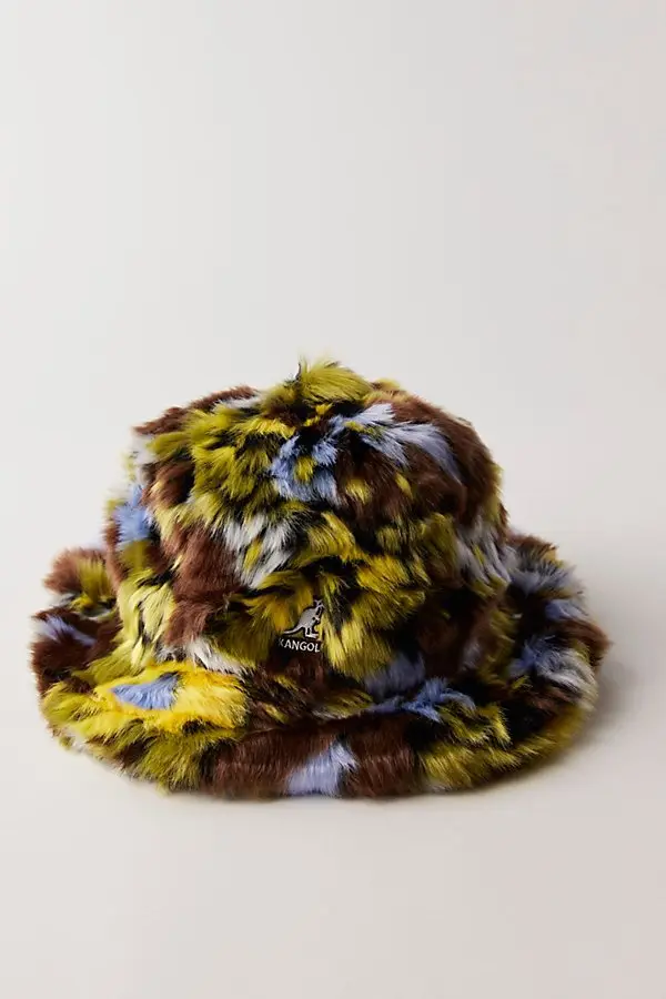 KANGOL Faux Fur Bucket Hat - Camo Flower