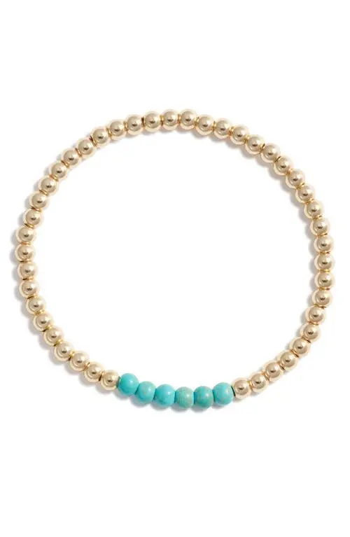 NASHELLE Turquoise Stone And Bead Stretch Bracelet - Gold Fill