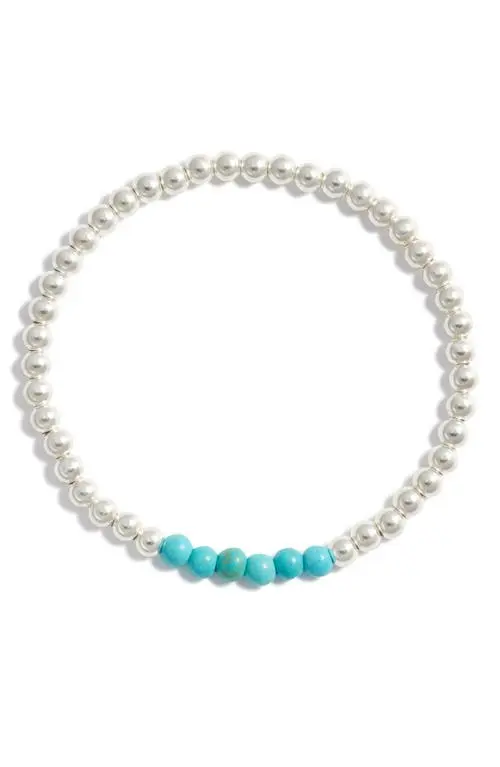 NASHELLE Turquoise Stone And Bead Stretch Bracelet - Sterling Silver