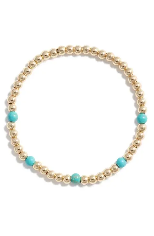 NASHELLE Turquoise Stone And Bead Stretch Bracelet - Gold Fill
