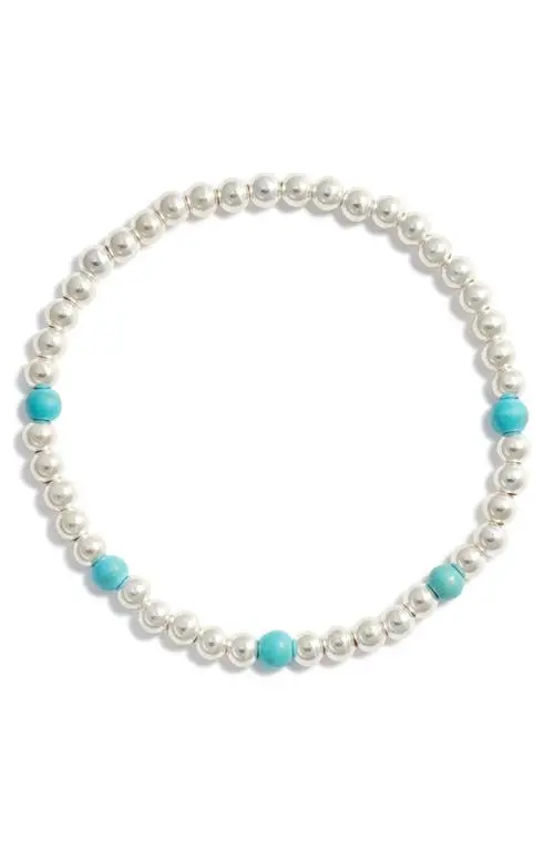 NASHELLE Turquoise Stone And Bead Stretch Bracelet - Sterling Silver