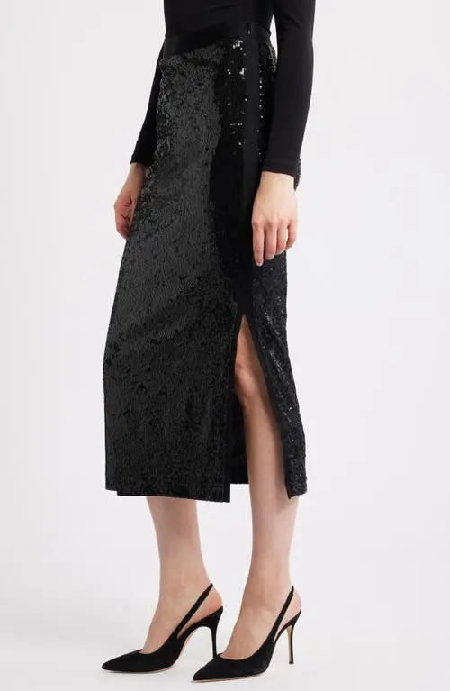 BOSS Sequin Midi Skirt - Blk