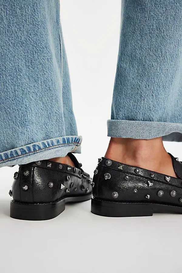 Free People Studded Loafers - Black