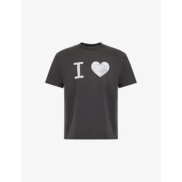 BASKETCASE I Heart Graphic-print Cotton T-shirt - Black