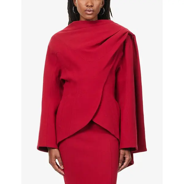 MUGLER Scarf Draped Wool Jacket