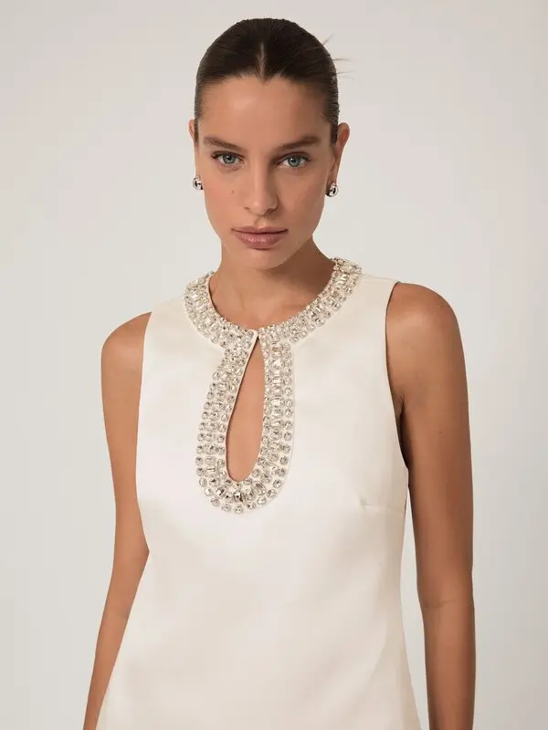 REISS Leome Satin Crystal-embellished Mini Dress