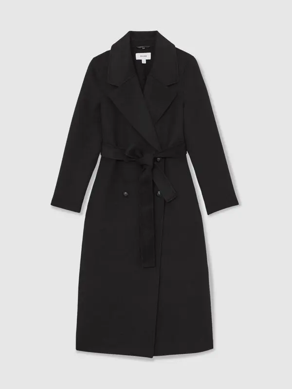 REISS Dorian Petite Wool-blend Coat With Detachable Faux-fur Collar - Black