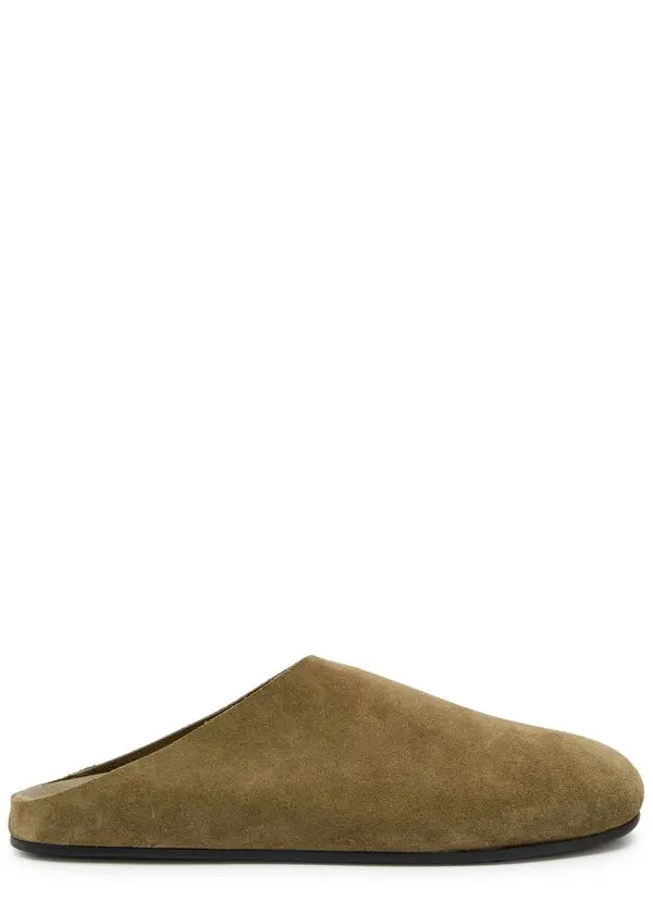 THE ROW Hudson Suede Sliders - Camel