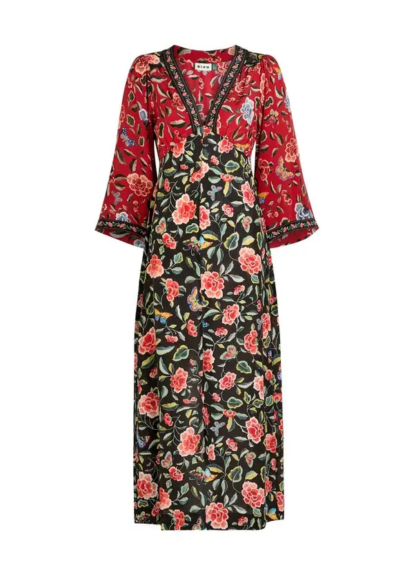 Rixo Dahlia Floral-print Silk-crepe Midi Dress - Multicoloured