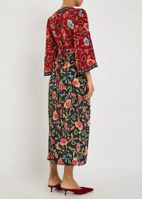 Rixo Dahlia Floral-print Silk-crepe Midi Dress - Multicoloured
