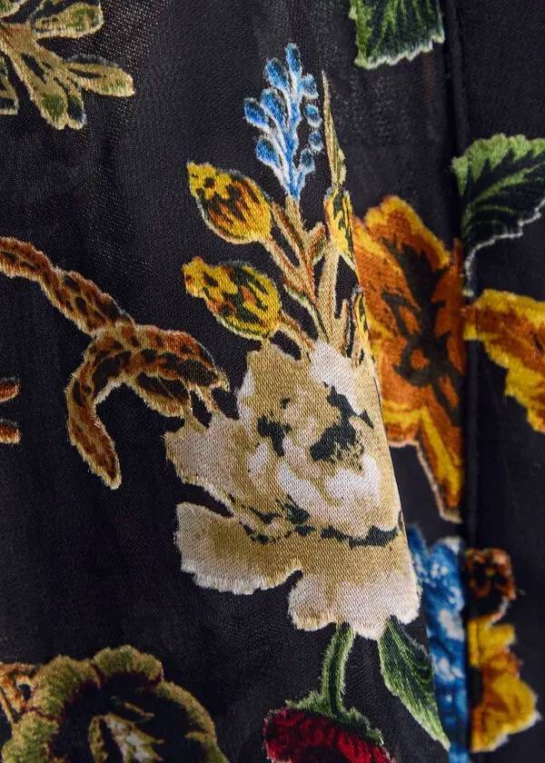 Alice + Olivia Floral-devoré Chiffon Shirt - Black