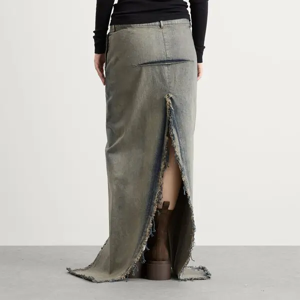 Rick Owens Denim Sliced Maxi Skirt
