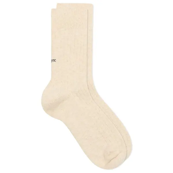 ROTOTO Organic Cotton Slub Crew Socks - Ecru