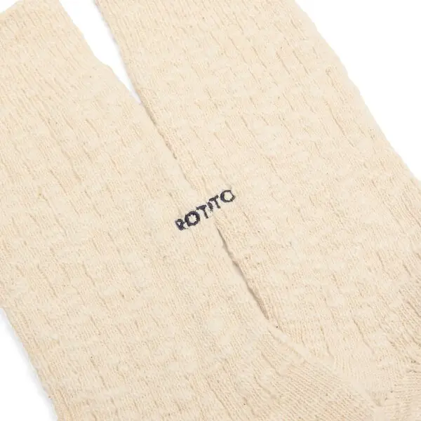 ROTOTO Organic Cotton Slub Crew Socks - Ecru