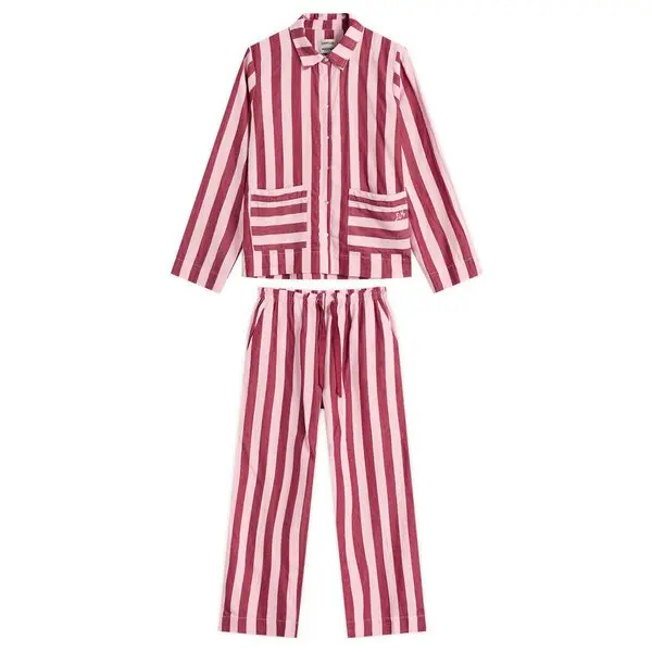 DAMSON MADDER Florie Pj Set - Burgundy/pink Wide Stripe