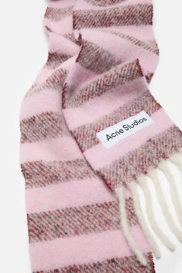 Acne Studios Fringed Wool Scarf Skinny - Pink,red
