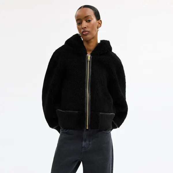 COACH Reversible Shearling Hoodie - Black