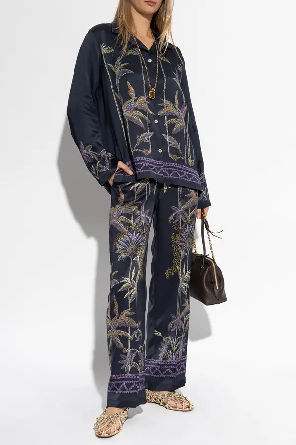 FORTE_FORTE Printed Satin Trousers