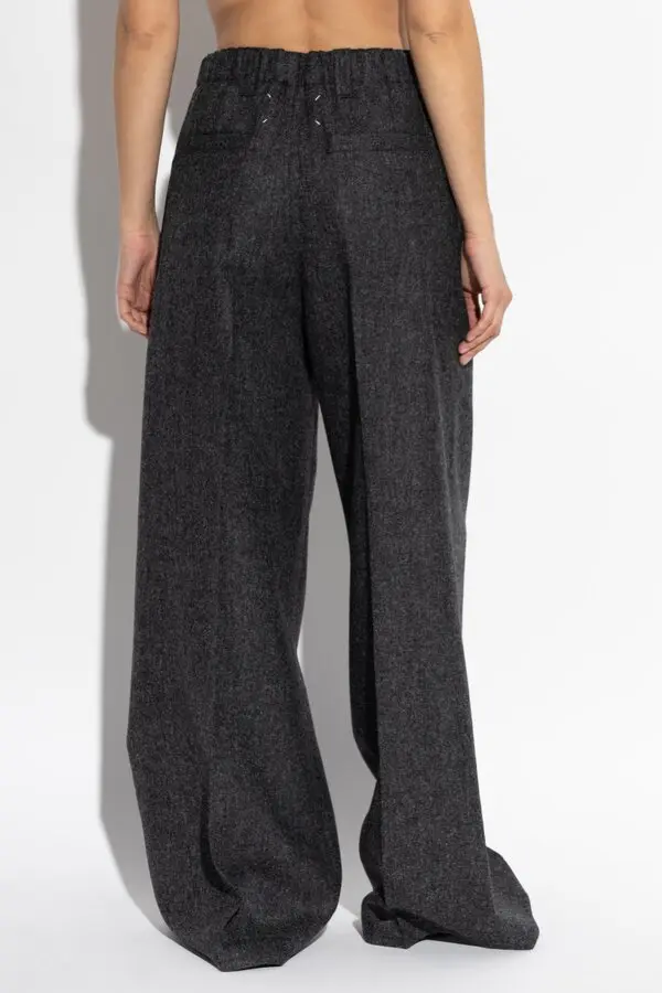 MAISON MARGIELA Wool Pleated Trousers - Black