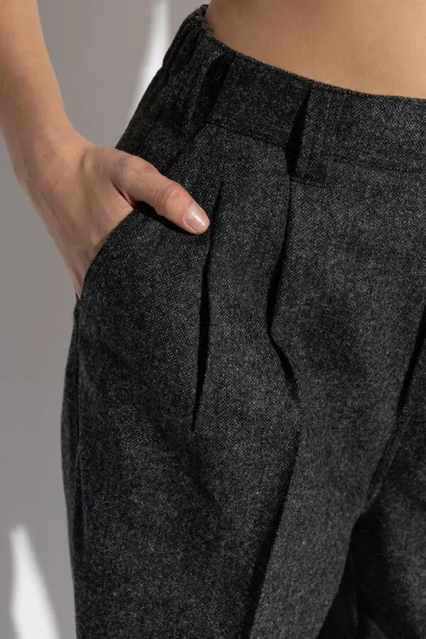 MAISON MARGIELA Wool Pleated Trousers - Black