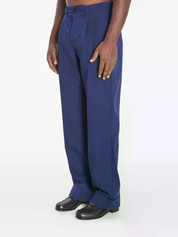 Valentino Garavani Pleat Cotton Trousers - Blue