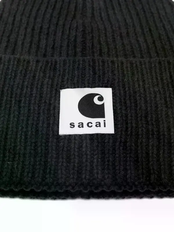 Sacai X Carhartt Wip Ribbed Beanie - Black