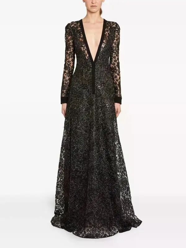 Giambattista Valli Floral Embroidered Maxi Dress In Black - 48% Off