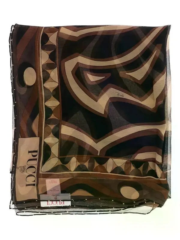 Emilio Pucci Geometric-print Silk Scarf - Brown