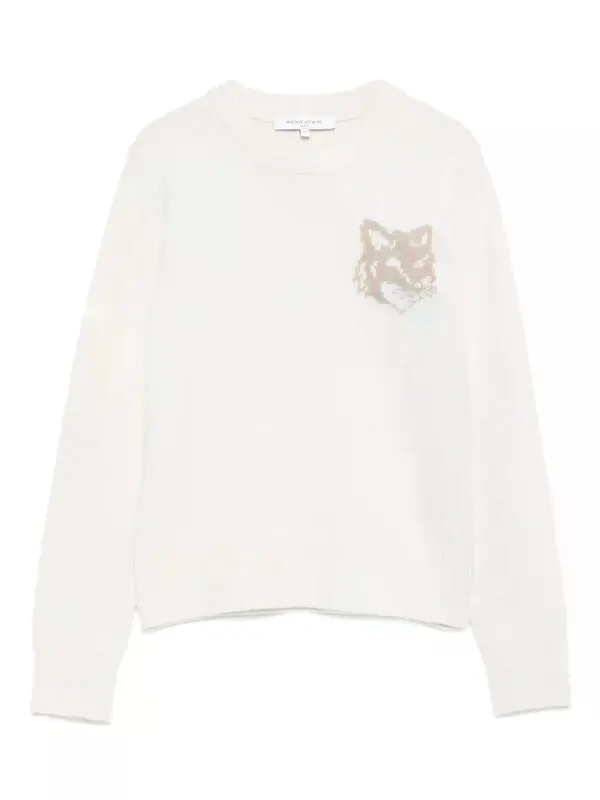 Maison Kitsuné Fox-motif Merino-wool Sweater - White