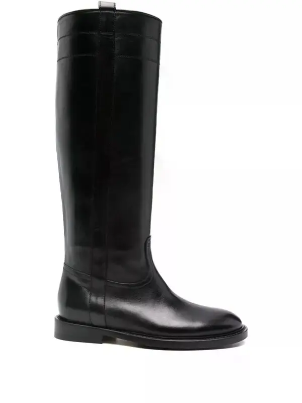 ANNA F. Leather Knee-high Boots - Black