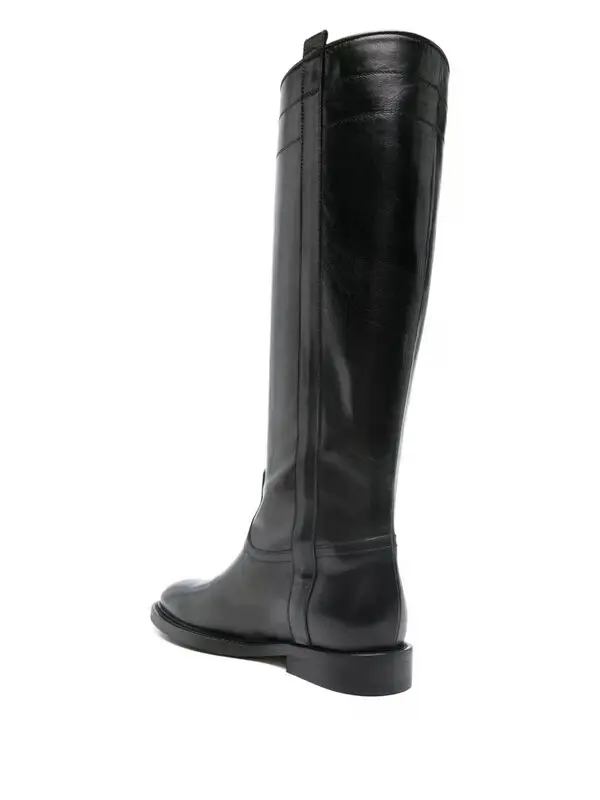 ANNA F. Leather Knee-high Boots - Black