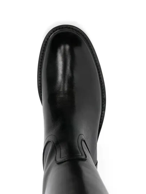 ANNA F. Leather Knee-high Boots - Black
