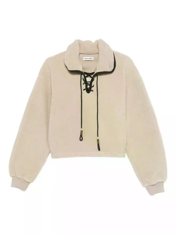 LOW CLASSIC Lace-up Fleece Sweatshirt