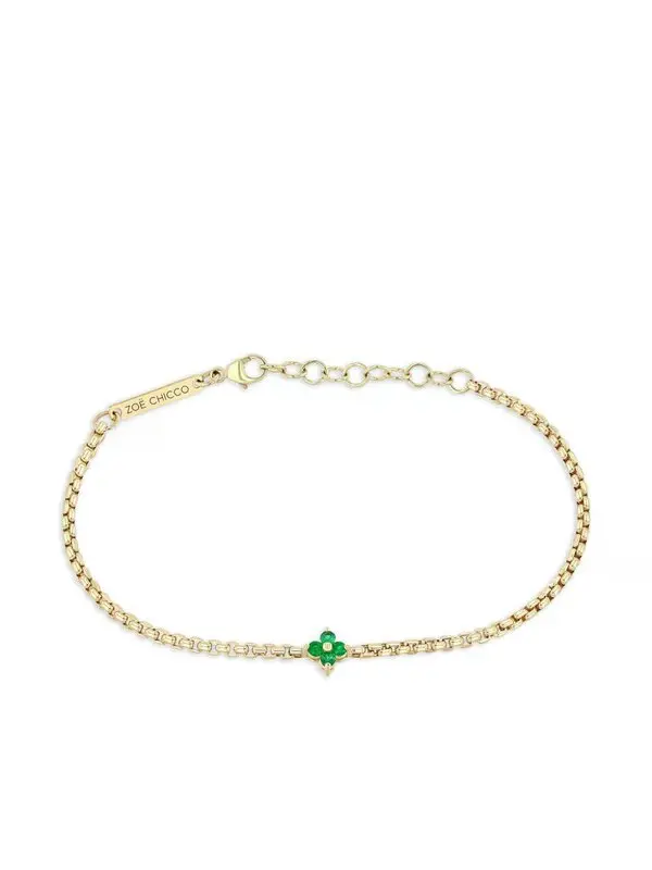 Zoe Chicco 14k Emerald And Diamond Box Chain Bracelet - Gold
