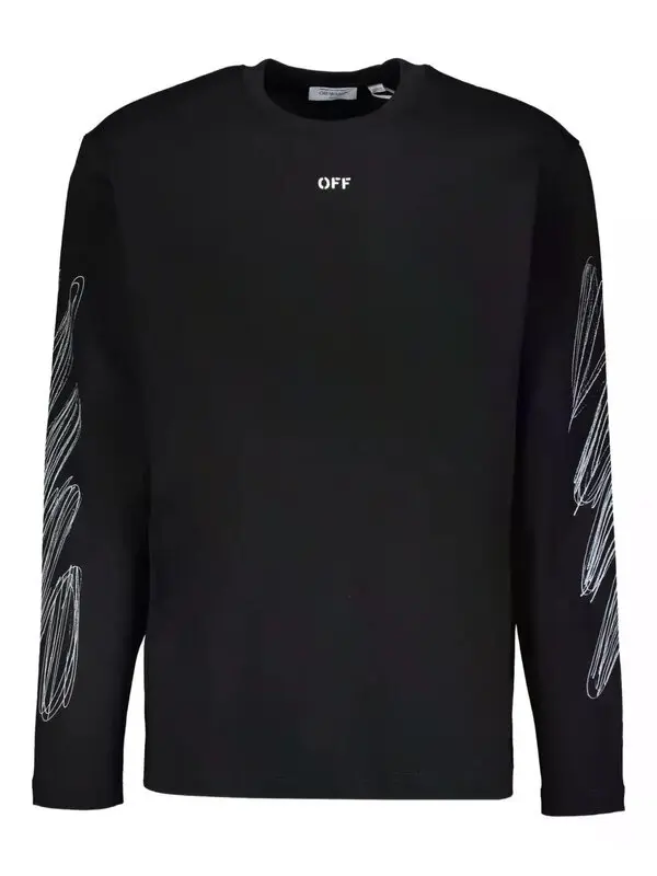 Off-White Long-sleeve Pattern T-shirt