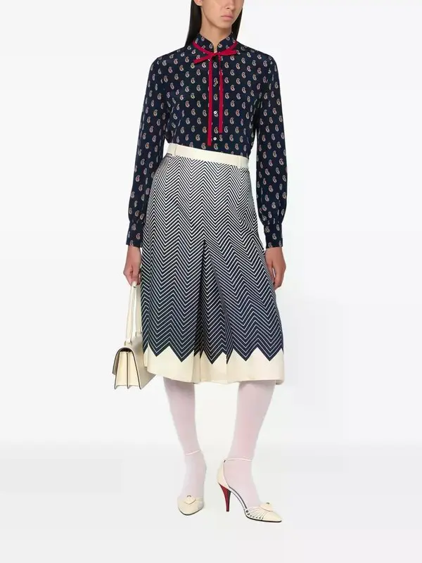 Valentino Garavani Pleated Silk Midi Skirt