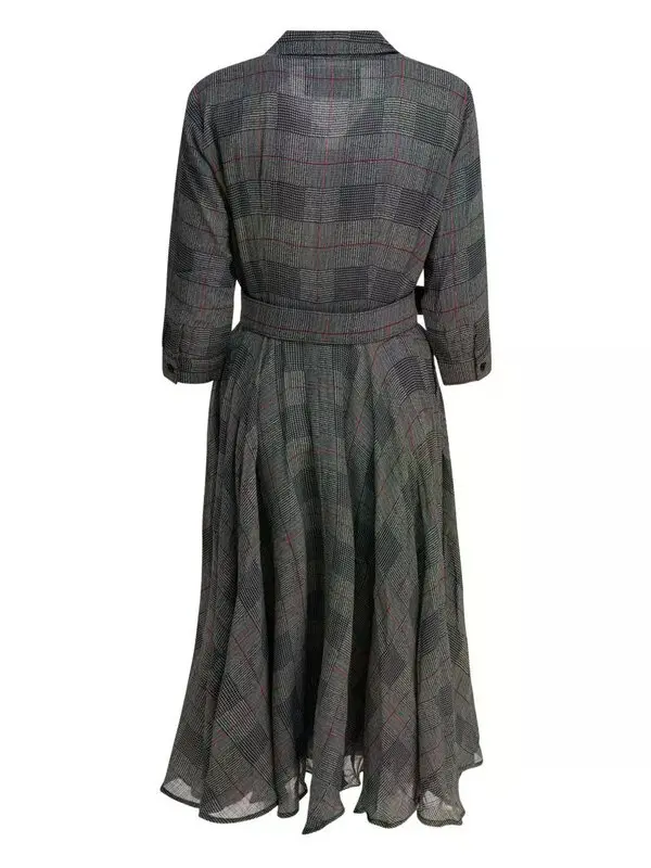 Samantha Sung Checked Belted Dress - Grey