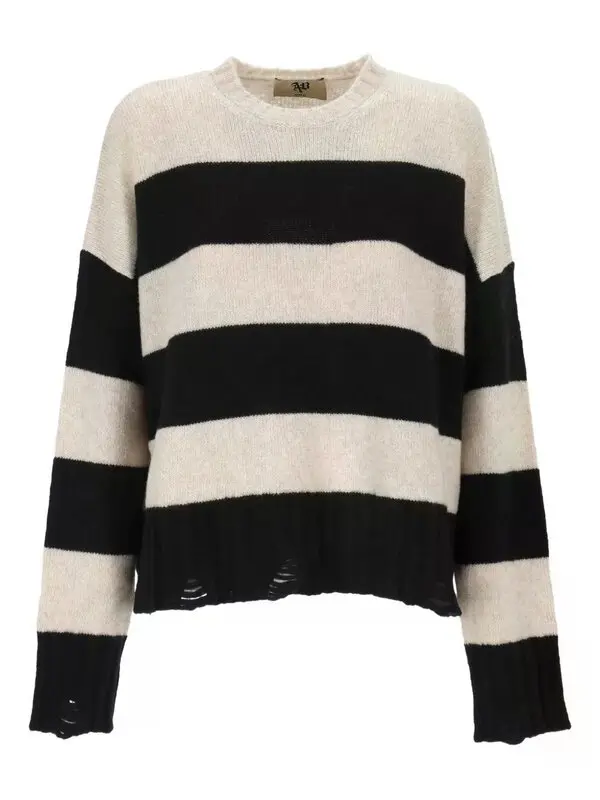 ANIYE BY Striped Distressed Sweater