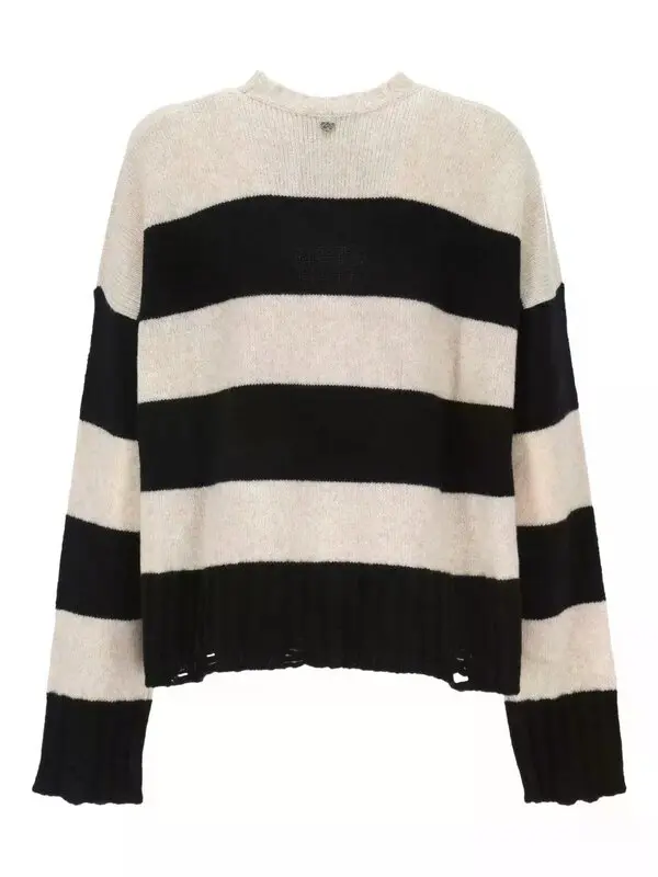 ANIYE BY Striped Distressed Sweater