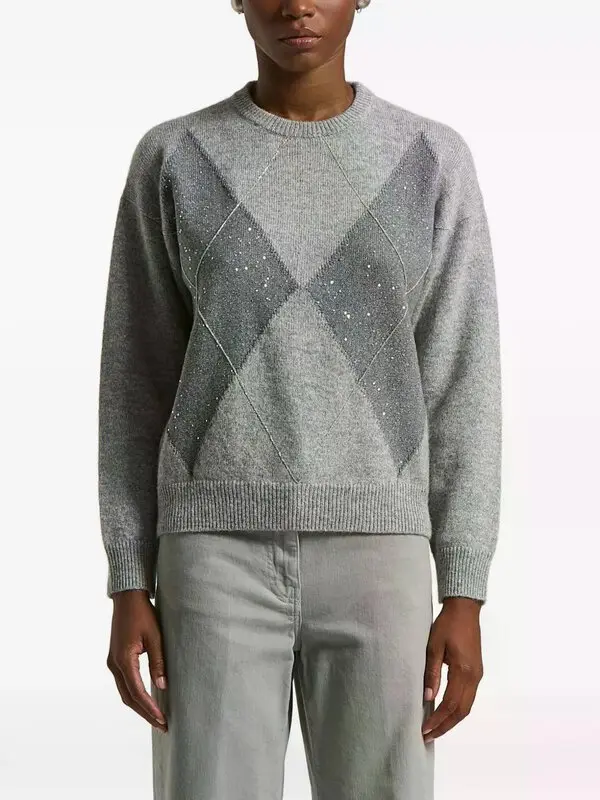 Peserico Argyle Embellished Sweater