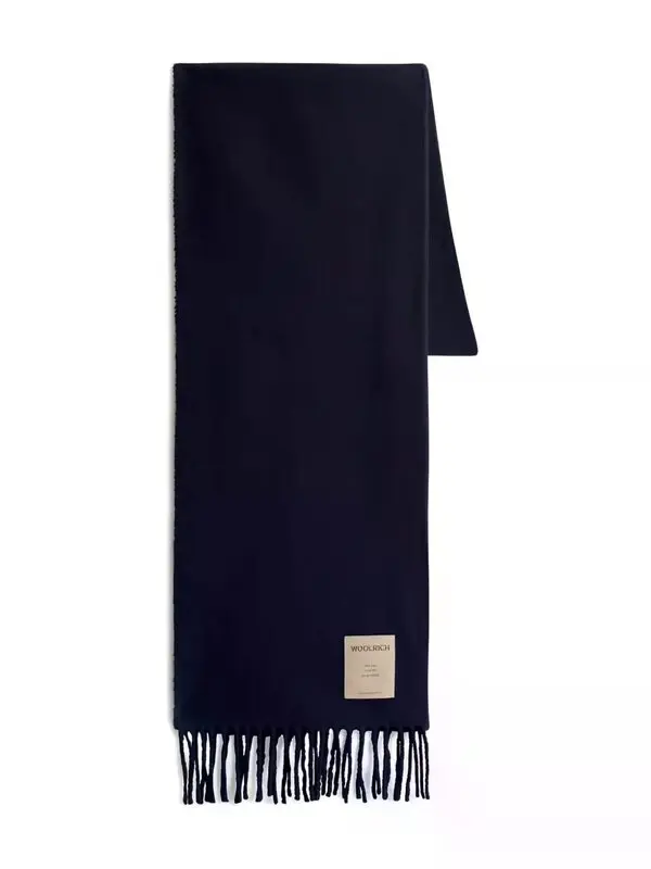 Woolrich Logo-patch Fringed Scarf - Blue