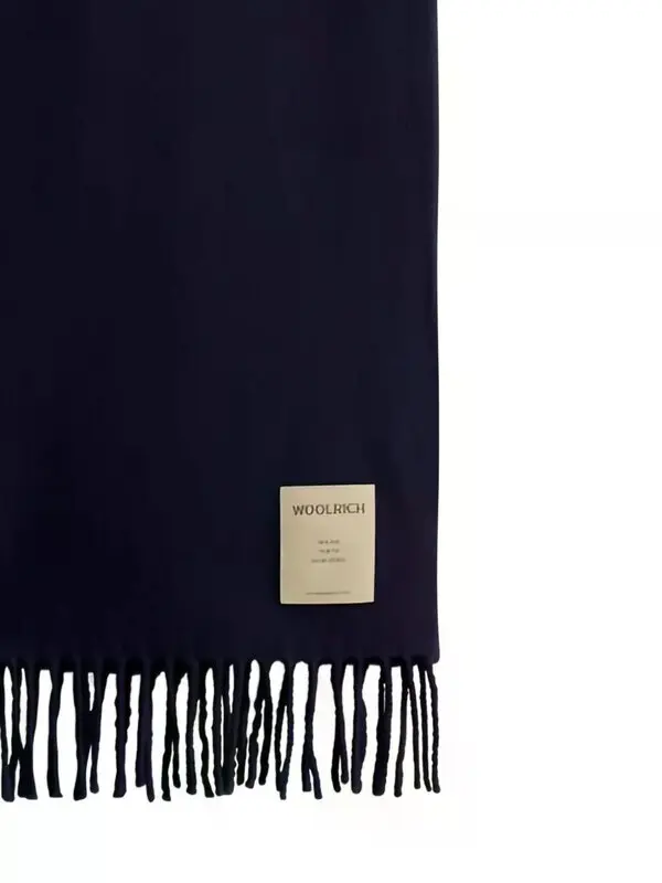 Woolrich Logo-patch Fringed Scarf - Blue