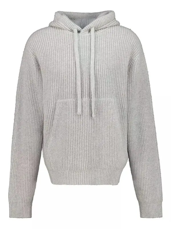 Palm Angels Curved-logo Ribbed-knit Hoodie