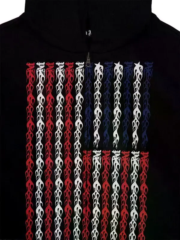 Palm Angels Flames Flag Zip-up Hoodie