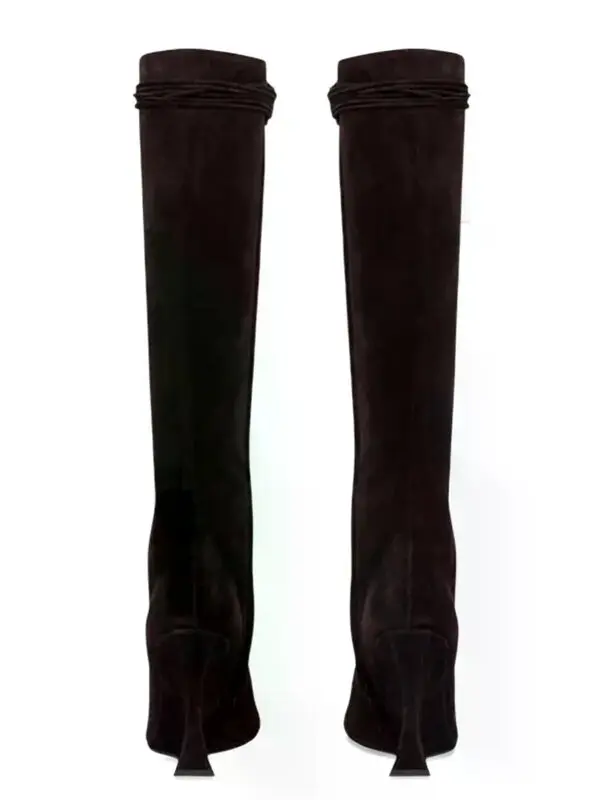 Paris Texas 105 Nina Lace-up Pointed Wedge Boots - Brown