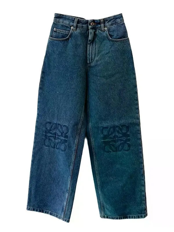 Loewe Anagram Embroidered Cotton Jeans