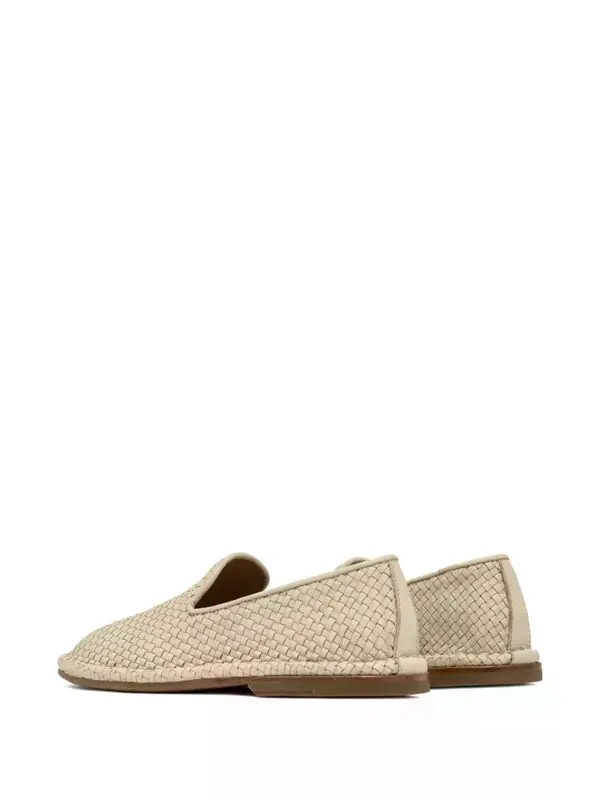 BUTTERO® Beige Woven Leather Loafers